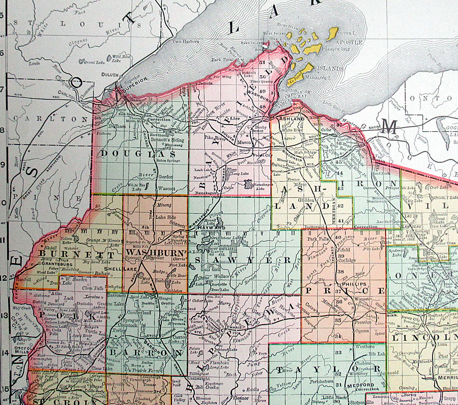 c 1895 Rand, McNally, & Co. Wisconsin (Large) [M-11784] - $0.00 ...