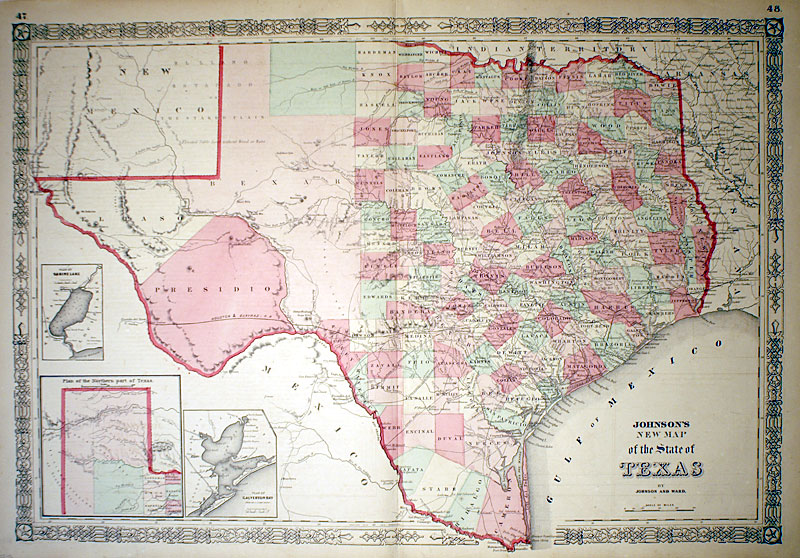 New Map of the State of Texas'' c 1865 - Johnson [M-13081] - $0.00 ...