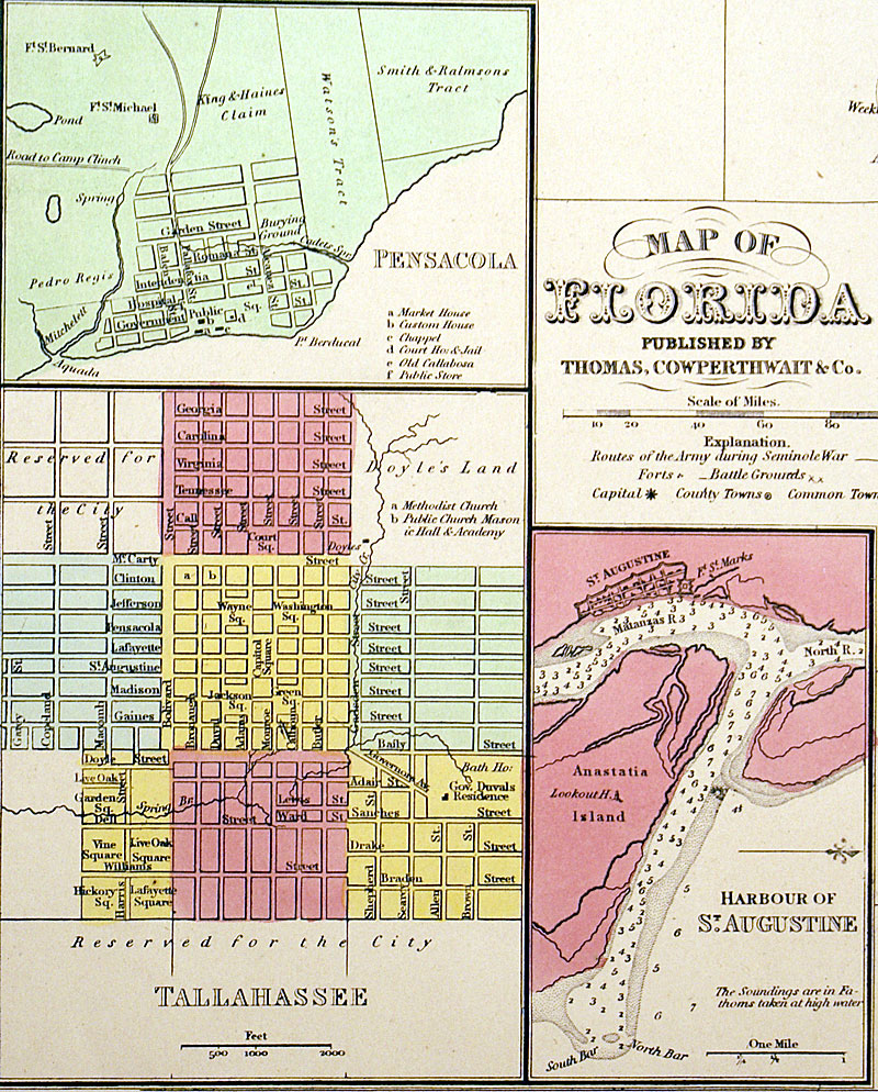 ''Map of Florida'' c 1850 - Cowperthwait [M-13214] - $0.00 : Antique ...