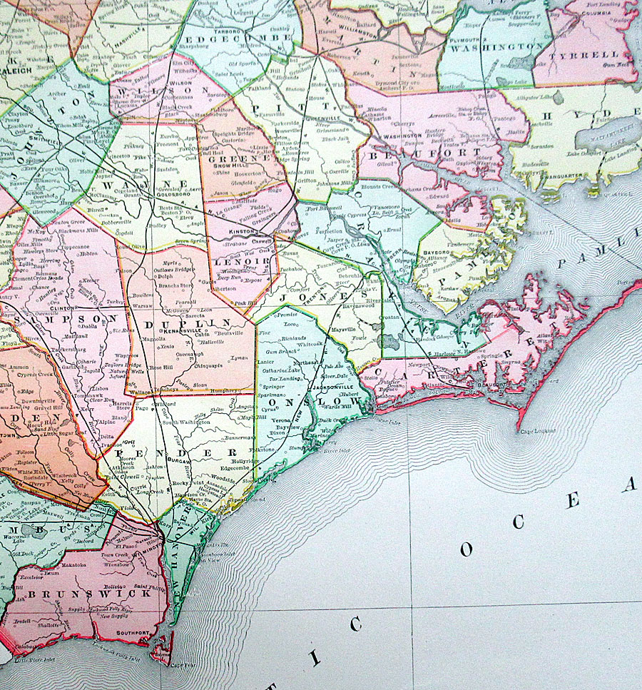 c 1898 Rand, McNally & Co North Carolina (Large) [M-14461] - $75.00 ...