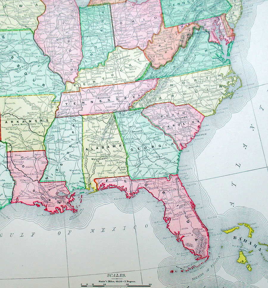 c 1898 United States, Large Rand, McNally & Co Map [M-14474] - $0.00 ...