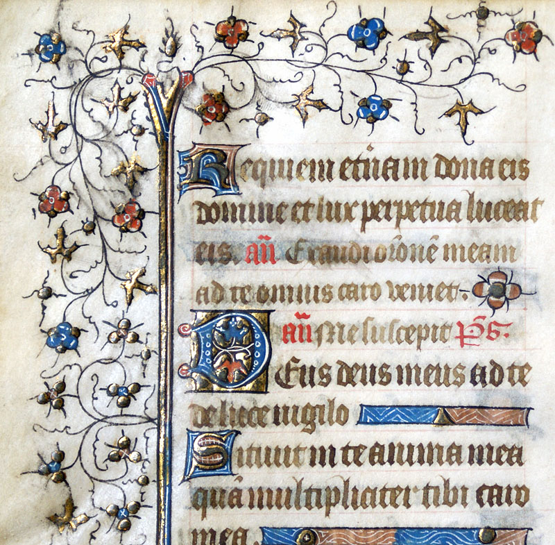 Medieval Book of Hours Leaf - Psalms - 1400-20 Elaborate borders [IM ...