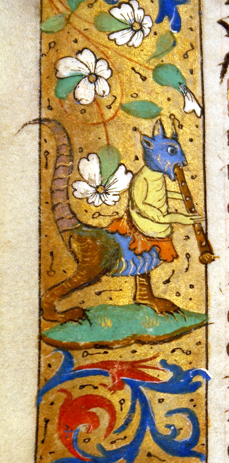 Book of Hours Leaf with creature playing musical instrument [IM-11342 ...