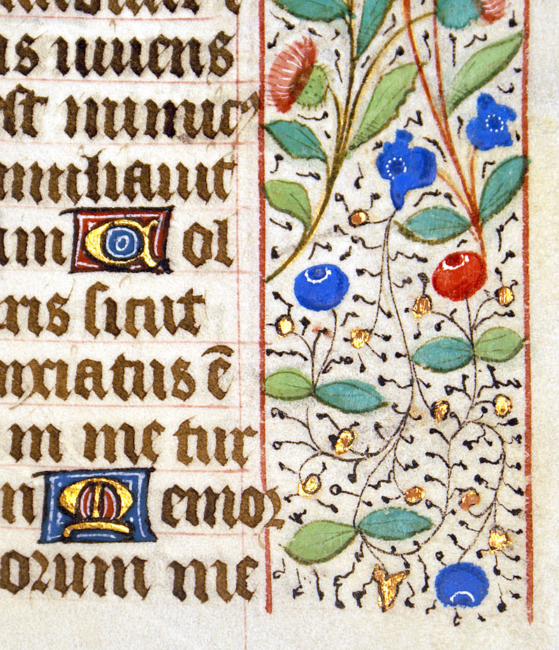 Medieval Book of Hours Leaf c 1460 - Floral border - Psms [IM-11432 ...