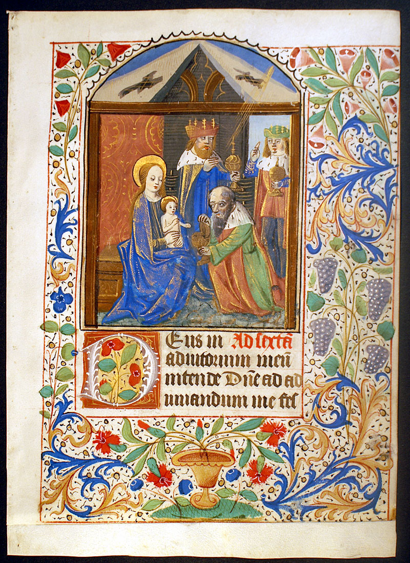 Adoration of the Magi - Medieval Book of Hours Leaf c. 1460 [IM-11433 ...