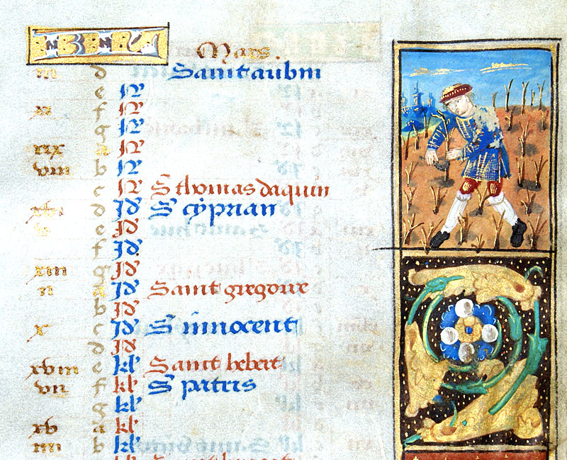 c 1490-1510 Book of Hours Calendar Leaf for March & April [IM-11784 ...