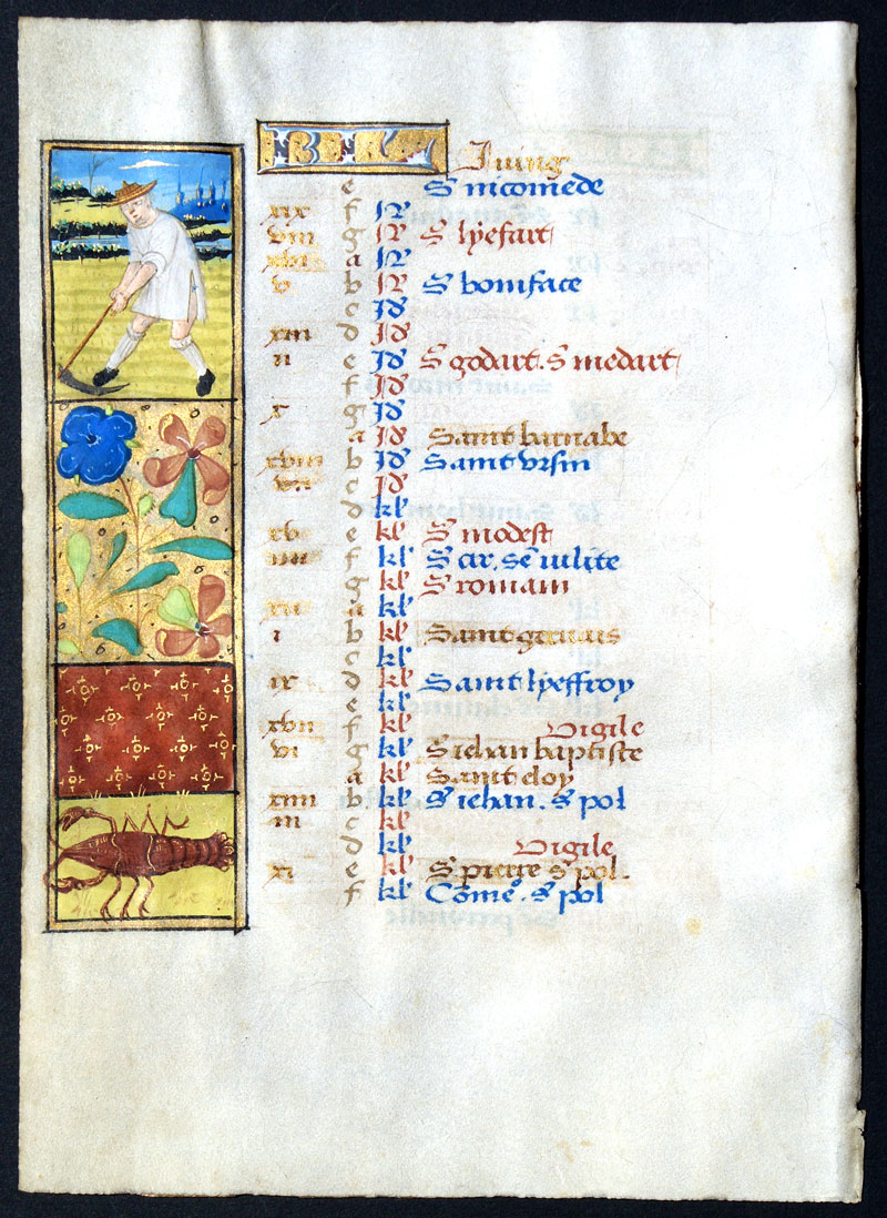 Book of Hours Calendar Leaf for May & June - Rouen, c 1490-1510 [IM ...