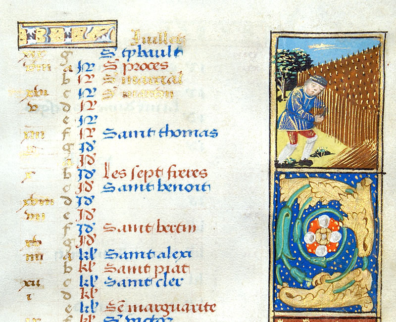 Book of Hours Calendar Leaf for July & August c 1490-1510 [IM-11786 ...