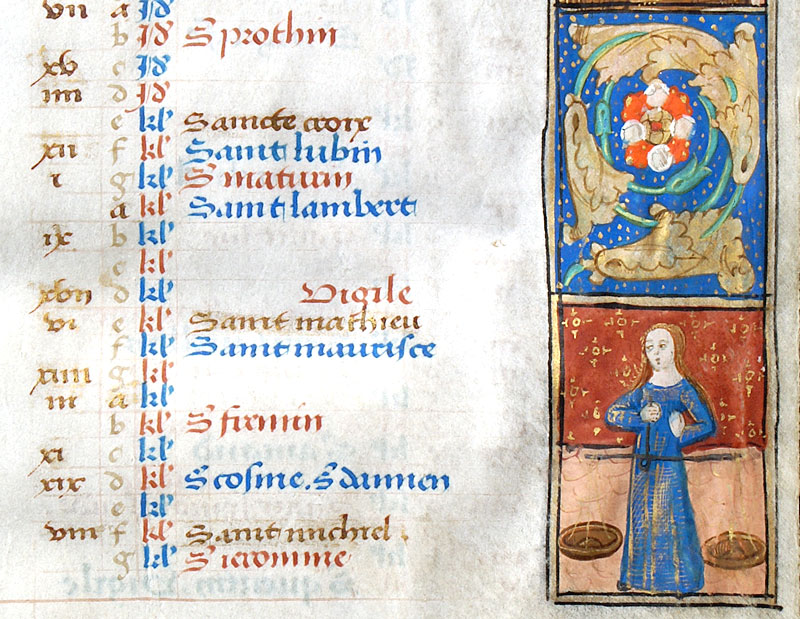 c 1490-1510 Book of Hours Calendar Leaf for Sept & October [IM-11787 ...