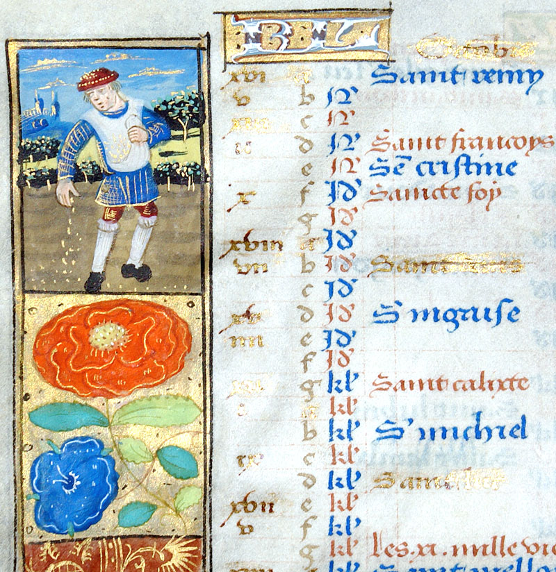 c 1490-1510 Book of Hours Calendar Leaf for Sept & October [IM-11787 ...