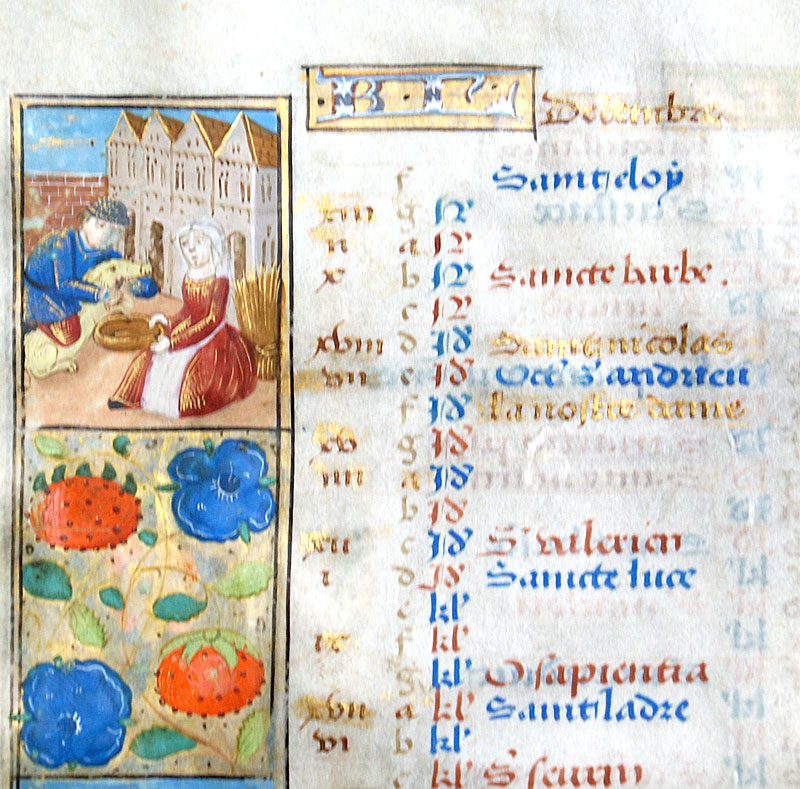 c 1490-1510 Book of Hours Calendar Leaf for Nov & Dec [IM-11788] - $0. ...