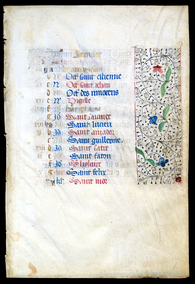 January Book Of Hours Calendar Leaf France C 1450 75 IM 12488 0 