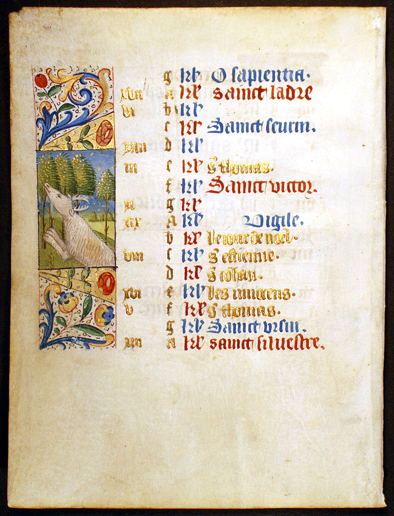 Calendar Leaf for December c 1460 from a Medieval Book of Hours [IM ...
