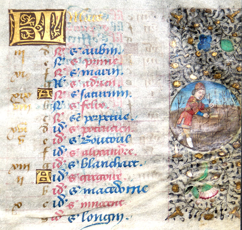 c 1470 Book of Hours Calendar Leaf for March [IM-3500] - $0.00 ...