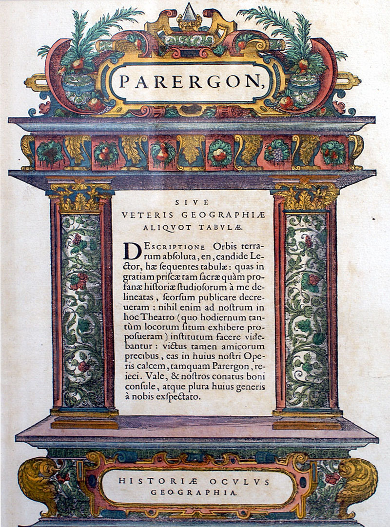 c 1592 Title Page: ''Parergon'...'' - Ortelius [M-10046] - $0.00 ...
