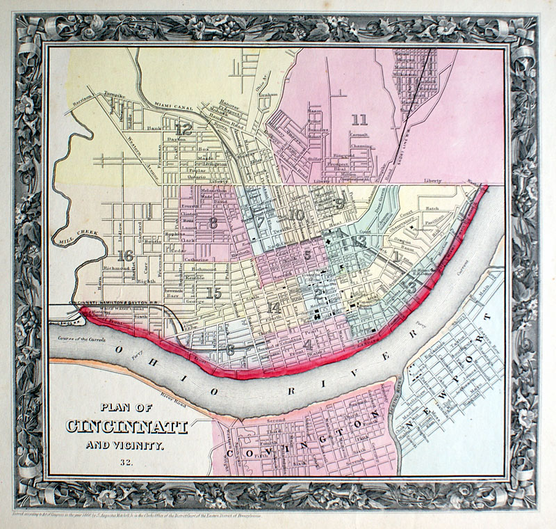 c 1860 Plan of Cincinnati and Vicinity - Mitchell [M-11771] - $0.00 ...