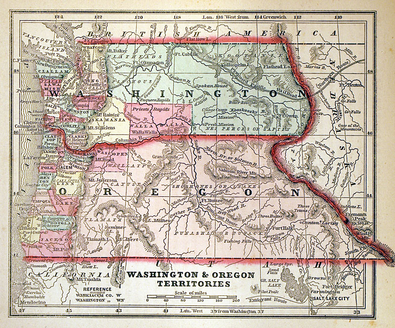 c 1857 WASHINGTON and OREGON TERRITORIES - Morse & Gaston [M-13154 ...