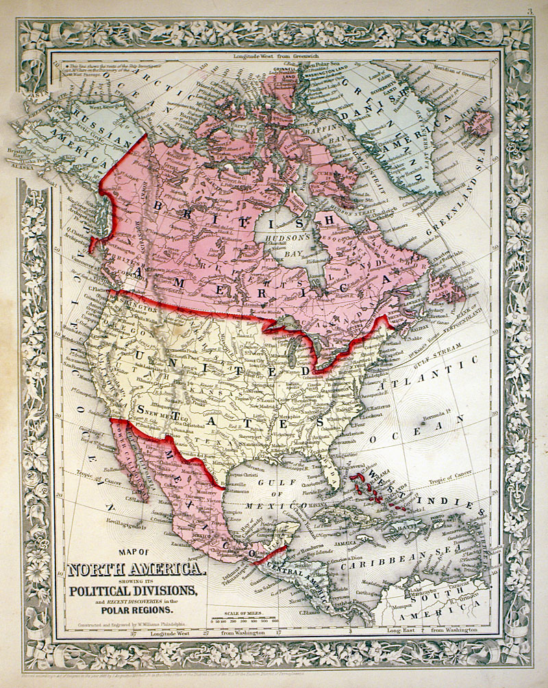 Map of North America... c 1862 - Mitchell [M-13339] - $0.00 : Antique ...