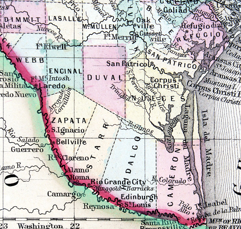 County Map of Texas c 1867 - Mitchell [M-13921] - $0.00 : Antique ...