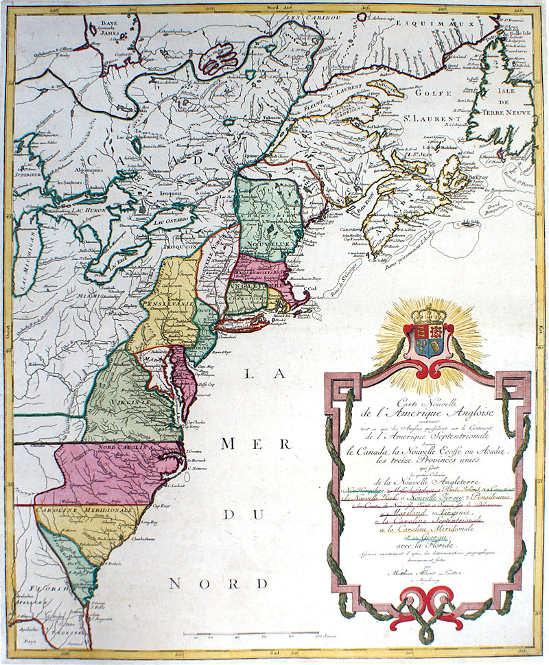 Carte Nouvelle de l'Amerique... 13 Colonies - 1778 - Lotter [M-14016 ...
