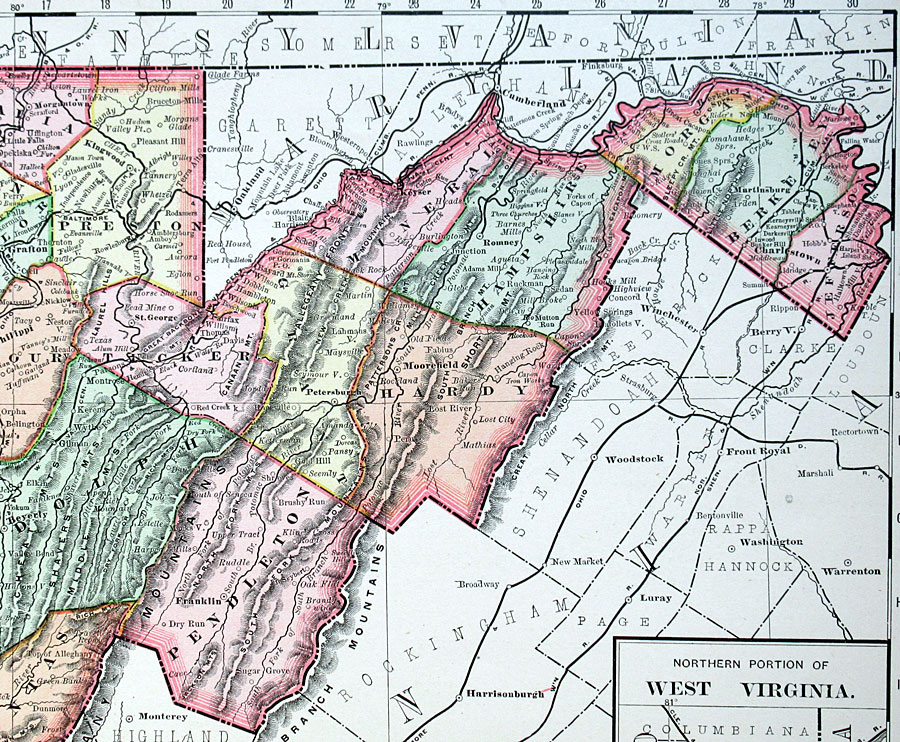 c 1894 Map of West Virginia - Rand, McNally & Co. [M-14502] - $0.00 ...