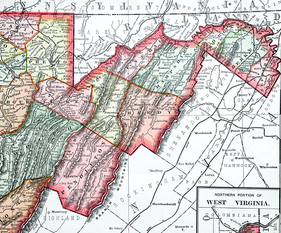 c 1895 Rand, McNally & Co map of West Virginia [M-14513] - $60.00 ...