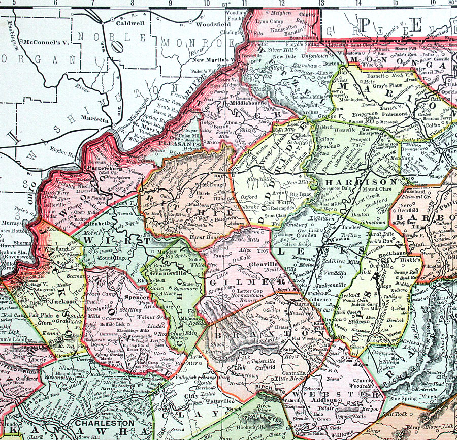 c 1895 Rand, McNally & Co map of West Virginia [M-14513] - $60.00 ...
