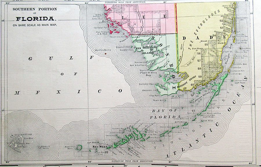 c 1898 Rand, McNally & Co Very Large Map of Florida [M-14529] - $0.00 ...