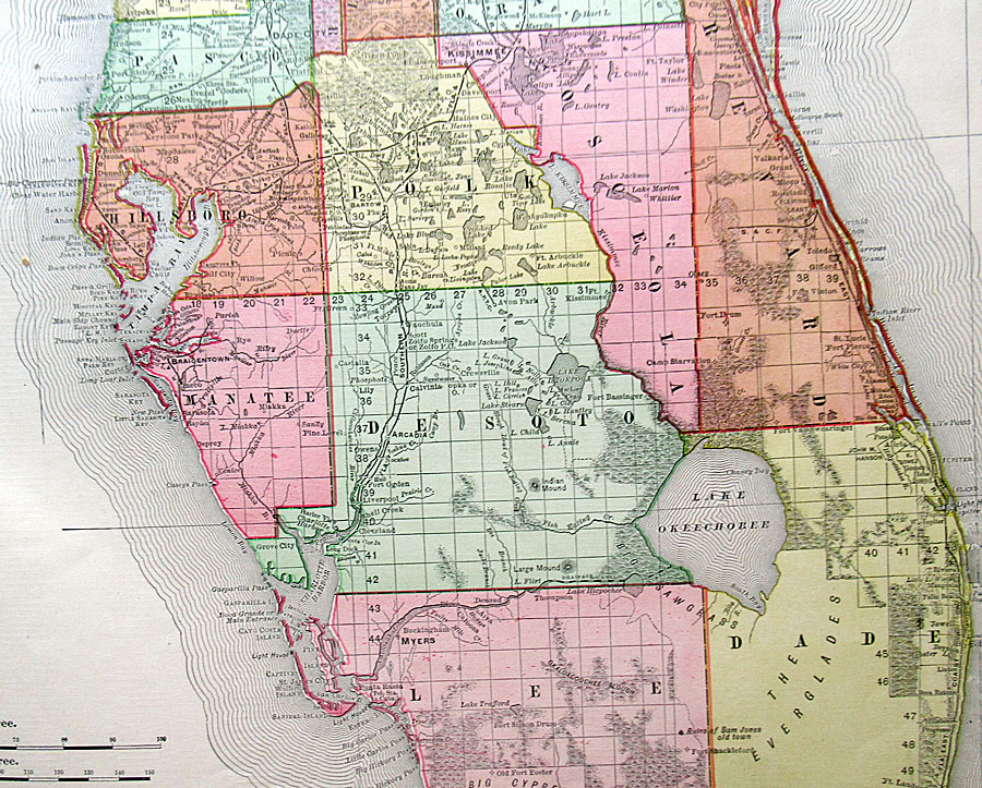 c 1898 Rand, McNally & Co Very Large Map of Florida [M-14529] - $0.00 ...