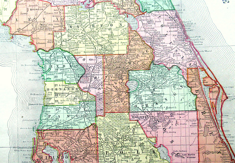 c 1898 Rand, McNally & Co Very Large Map of Florida [M-14529] - $0.00 ...