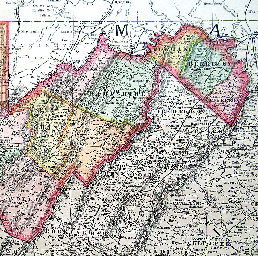 c 1898 Rand, McNally & Co Large Map of West Virginia [M-14539] - $60.00 ...