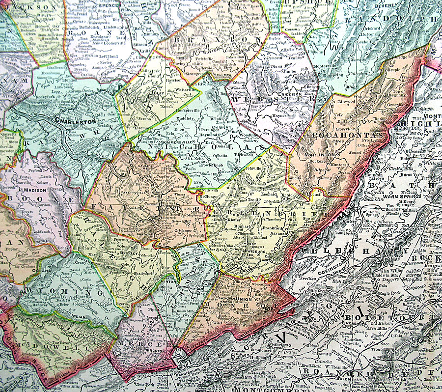c 1898 Rand, McNally & Co Large Map of West Virginia [M-14539] - $60.00 ...