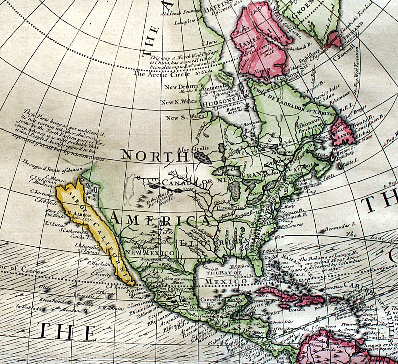 c 1725 Large World Map - Calif as Island - J. Senex [M-9871] - $0.00 ...